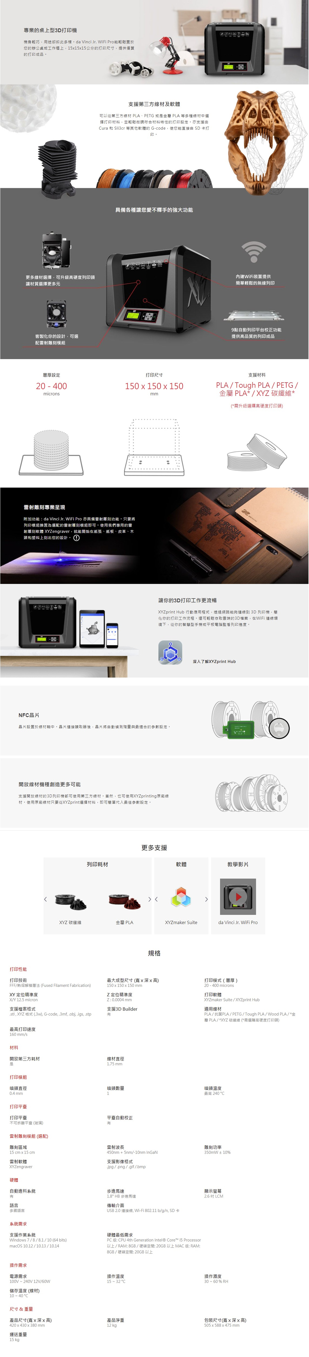 XYZprinting da Vinci Jr. WiFi Pro 3D列印機 - PChome 24h購物