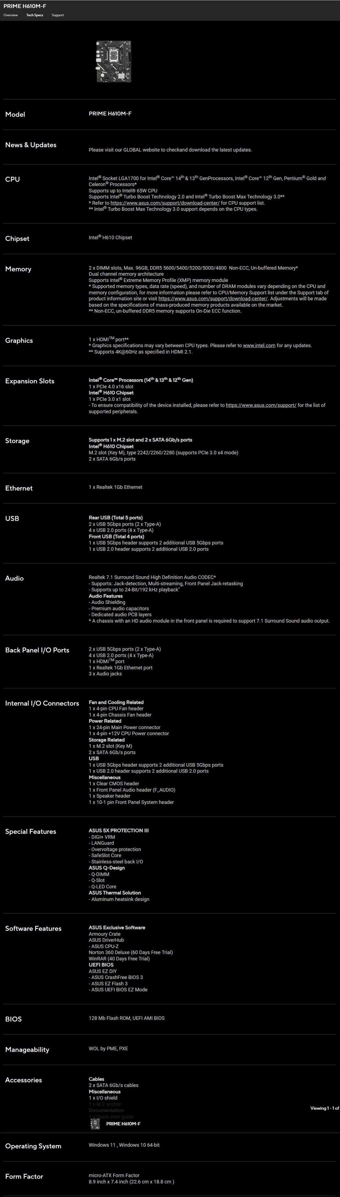 PRIME H610M-F 主機板 - PChome 24h購物